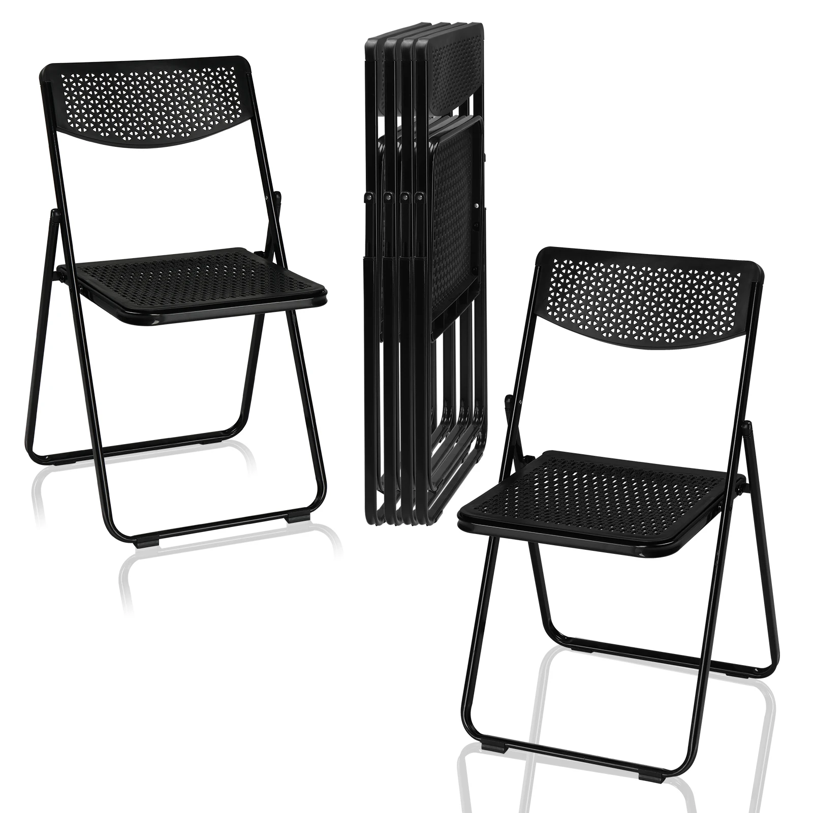 6 Pack Plastic Folding Chairs, Lightweight Stackable Commercial Chairs ...