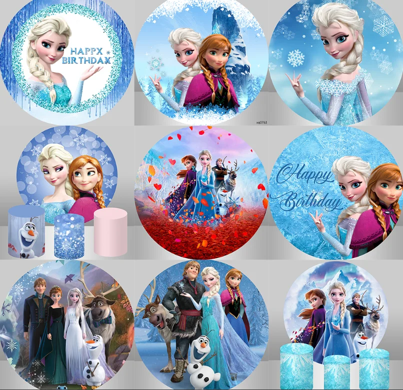 Disney-Frozen-Round-Photography-Backdrop-Elastic-Band-Princess-Birthday ...