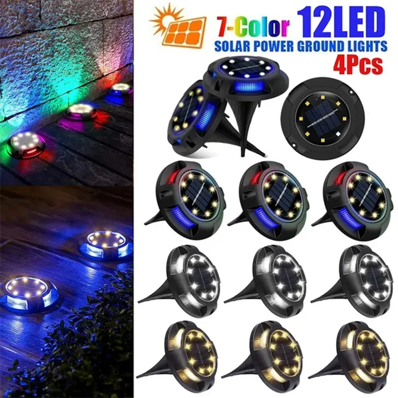12led 태양열 디스크 조명 야외 정원 태양 지하 조명 갑판 조명 스포트라이트 매장 태양광 Led 램프 정원 장식