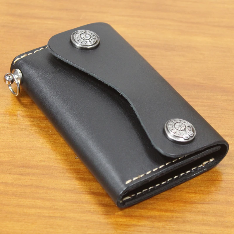 Luxury-Vintage-Women-Men-Full-Grain-Genuine-Leather-Key-Wallet-Key ...