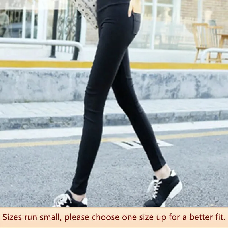 Fashionable-Small-Foot-Pants-Women-Rear-Pocket-Base-Pants-Women ...
