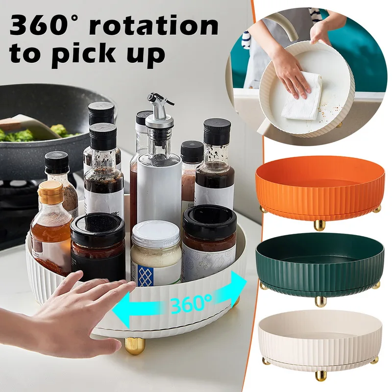 360 Rotation Non-skid Spice Rack Pantry Cabinet Turntable With Wide ...