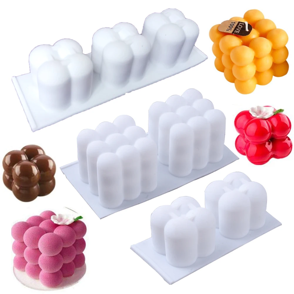 Multi Style Bubble Cube Candles Silicone Mold 3D Aromatherapy Plaster ...