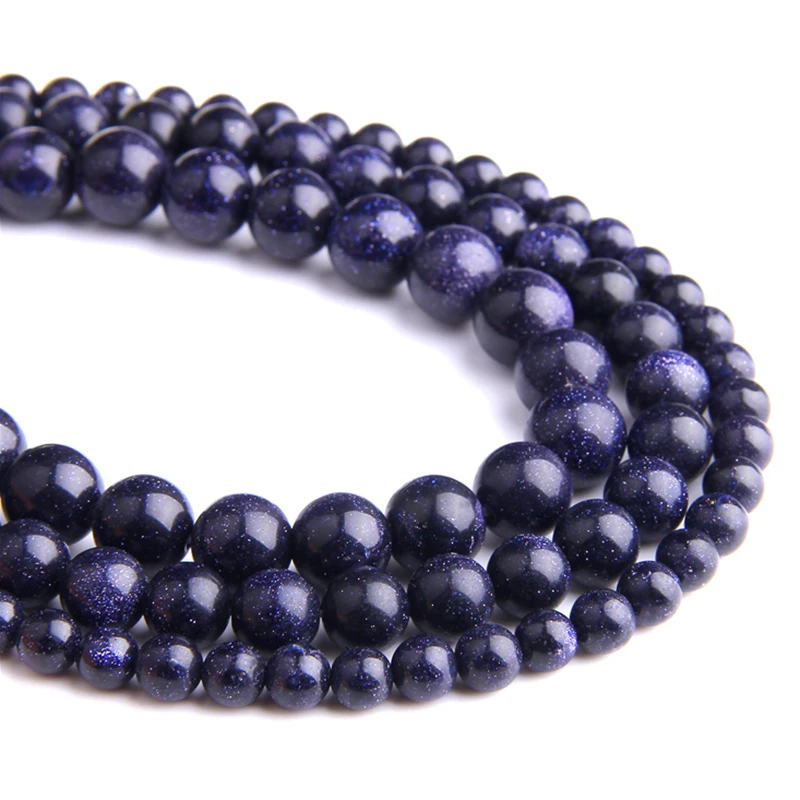 Natural-smooth-Blue-sandstone-stone-beads-loose-blue-sand-stone-round-4 ...