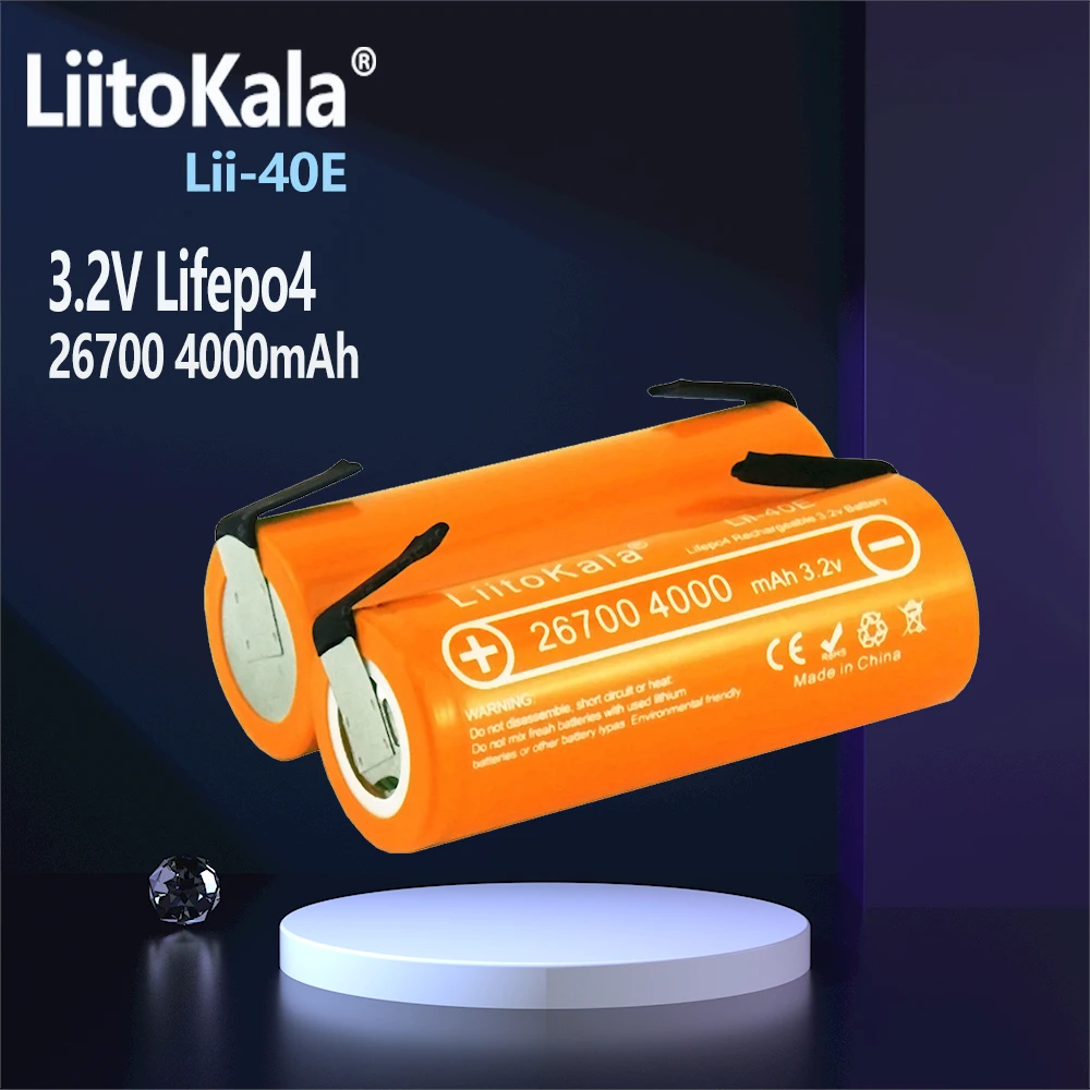 NEW LiitoKala Lii-40E 3.2V 26700 rechargeable LiFePO4 battery pack ...