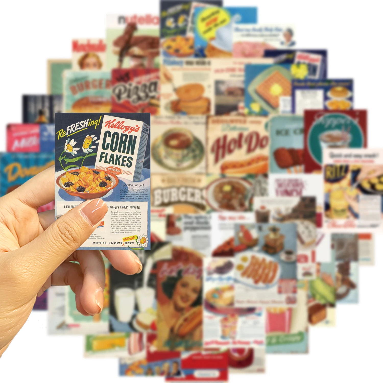 50PCS-Retro-Food-Stickers-DIY-Diary-Laptop-Luggage-Skateboard-Graffiti ...