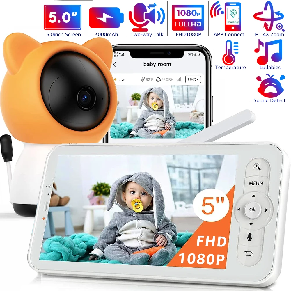 5-Inch-WiFi-Baby-Monitor-with-Phone-App-and-PTZ-Nanny-Baby-Camera ...