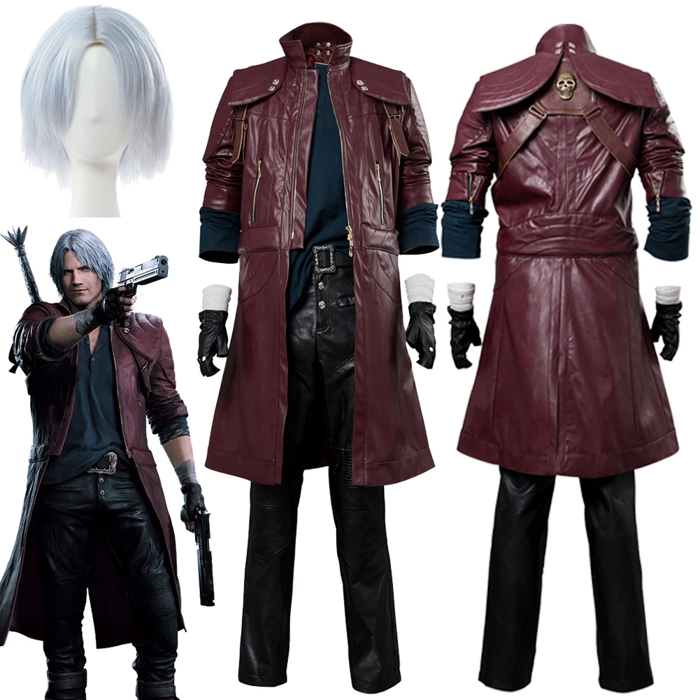 Dante Cosplay Anime Game DMC 5 Cosplay Fantasia Costume Wig Disguise ...