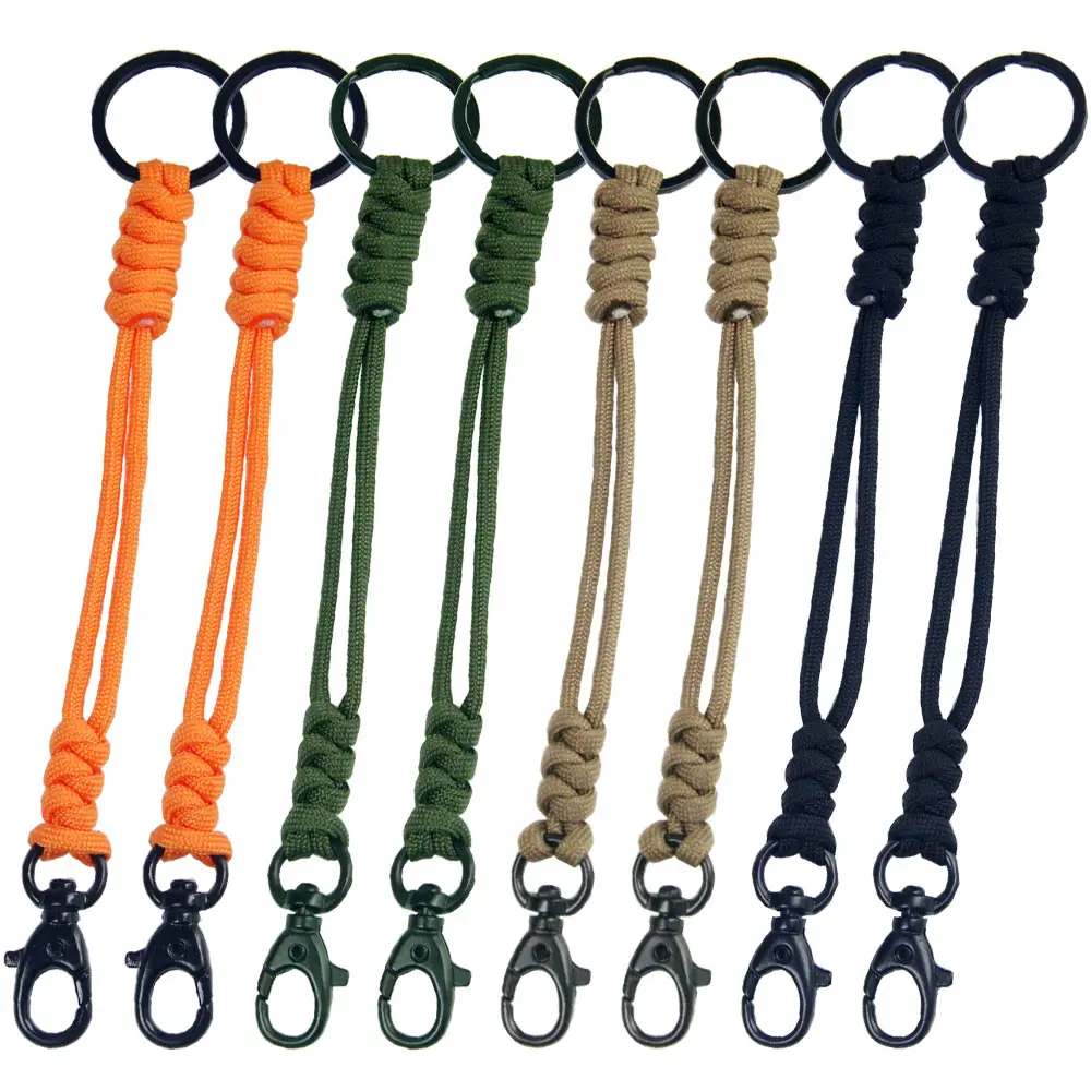 8PCS-Paracord-Keychain-Hand-Braided-Lanyard-with-Carabiner-and-Split ...