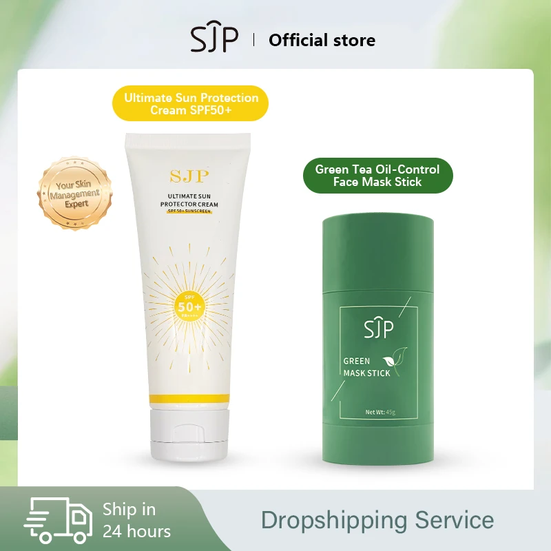 SJP Skin Care Set Green Tea Mask Stick 48g & Ultimate Sun Protector ...