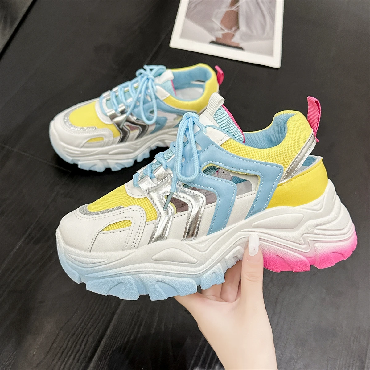 Women-s-Chunky-Platform-Sneakers-Mesh-Breathable-Comfort-Running-Tennis ...