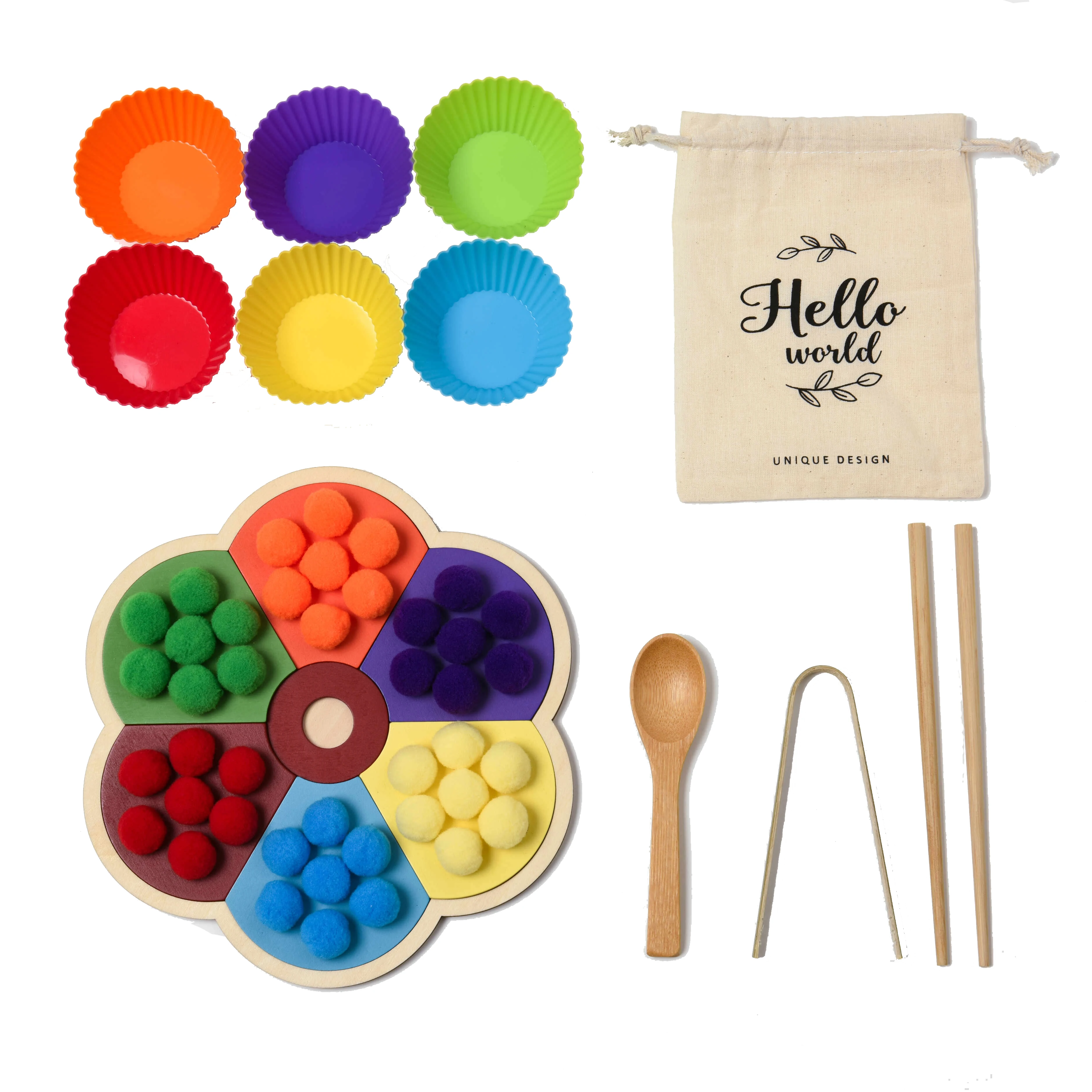 Materiales-Montessori-tablero-de-madera-de-arco-ris-juguetes ...