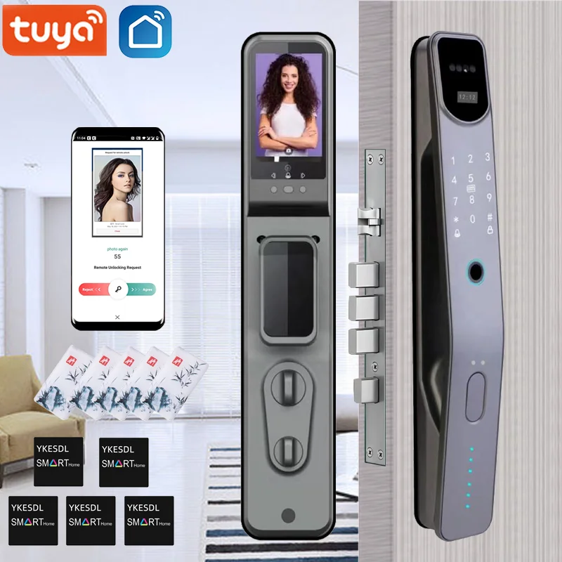 Waterproof Smart Door Lock Wifi Tuya APP Zinc Alloy Material Fingerprint Password Smart Door ...