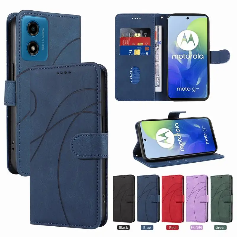 Leather-Wallet-Phone-Case-For-Motorola-MOTO-G04-G24-G34-Funda-Luxury ...