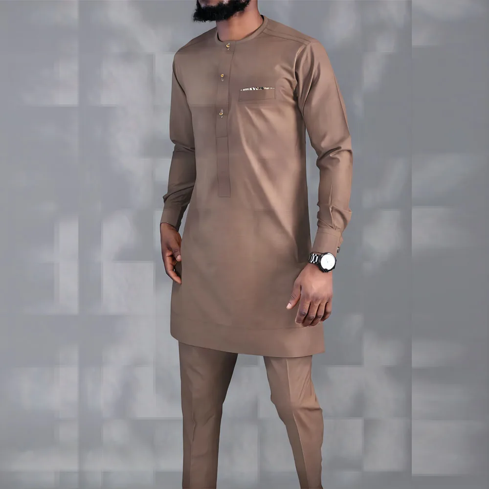 Men Sets Clothes Outfit Solid Color Button Embellished Shirts and ...