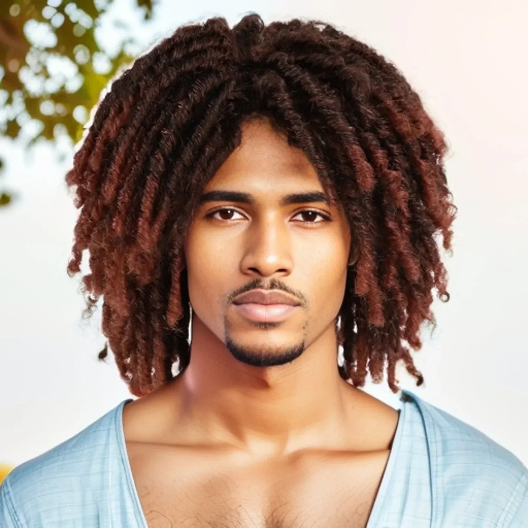 Ombre Auburn Male Wigs Brown Synthetic Rasta Hair Dreadlock Wig Medium ...