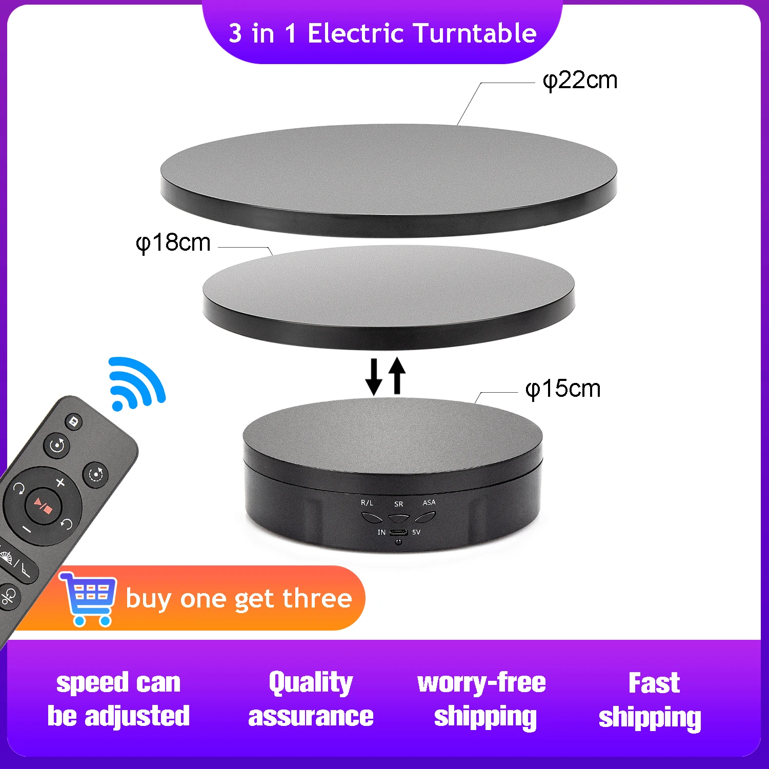 3-in-1-360-Degree-5V-Electric-Turntable-with-Remote-Control-Rotating ...