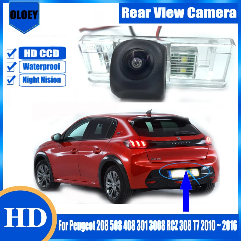 HD Fisheye Rear Camera For Peugeot 208 508 408 301 3008 RCZ 308 T7 2010 ...