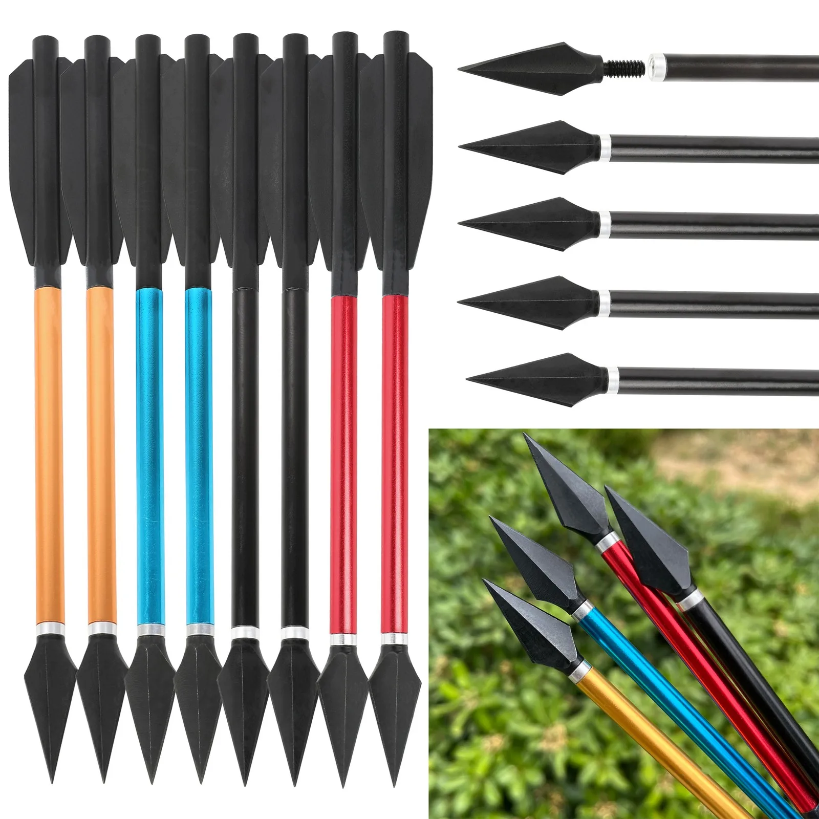 6.7'' Archery Bolts Aluminum Shaft Arrow Broadhead Replaceable Arrow ...