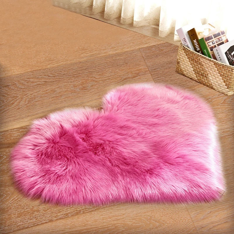 Long-Hairy-Rug-Blue-White-Pink-Shaggy-Carpet-Heart-Shape-Fur-Rugs ...