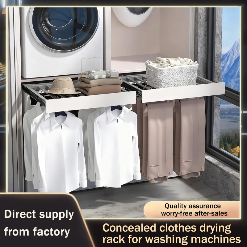 Summit Invisible Pull Out Clothes Drying Rack Retractable Sliding Rail ...