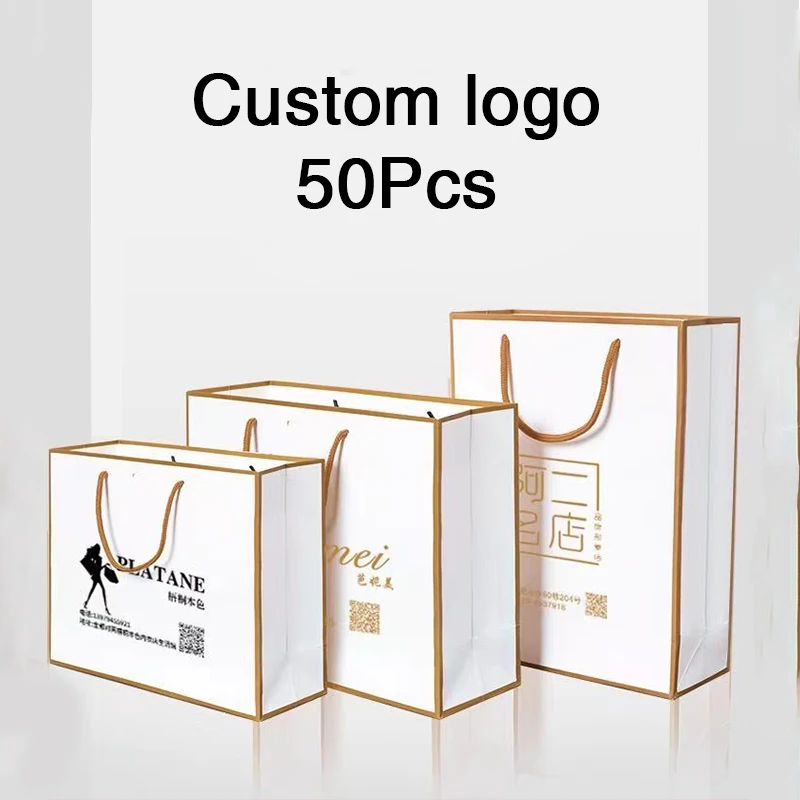 Custom Logo Shopping Paper Bags | Paper Clothes Package Bag | Custom ...