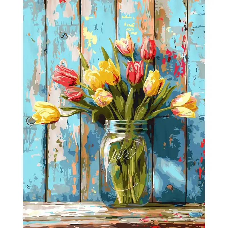 GATYZTORY-Diy-Oil-Painting-By-Numbers-Flowers-Acrylic-Paint-by-numbers ...