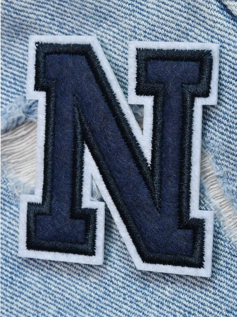 Navy blue Initial Letter Patches 5.5cm Alphabet Adhesive Embroidered ...