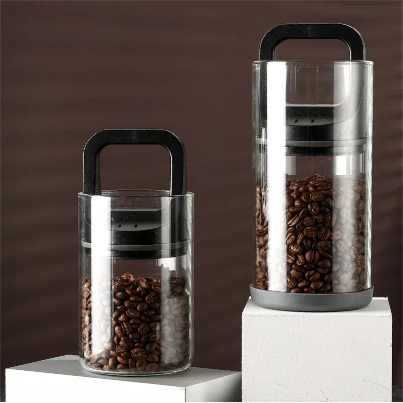 800/1100ML Vacuum coffee can Household Extraction Storage Coffee Beans ...