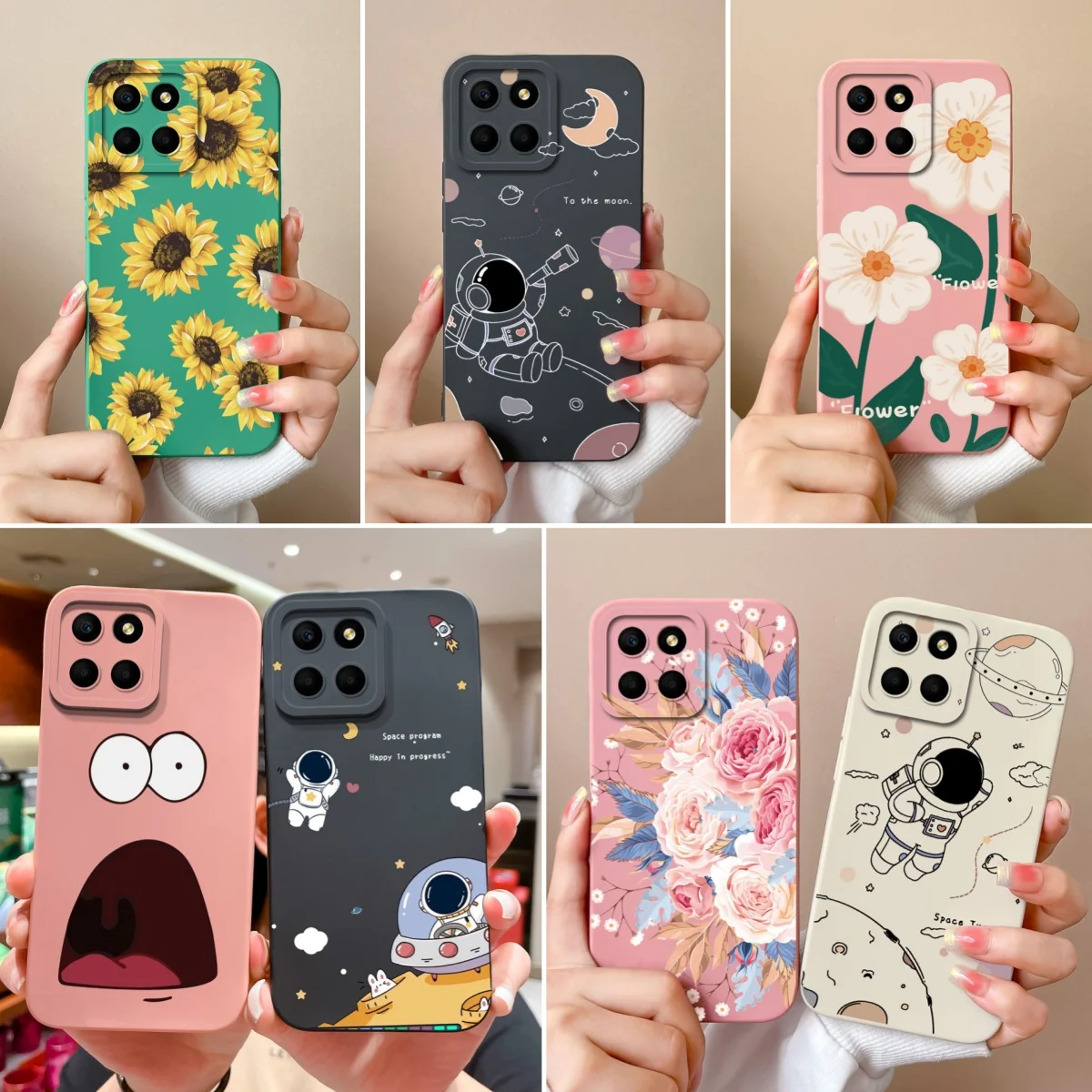 Case For Honor X6 X6S X6A Flower Soft Liquid Silicone Camera Lens ...