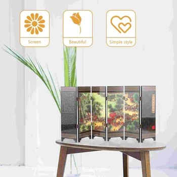 Mini Screen Antique Folding Screen Wall Divider Decor Chinese Style ...