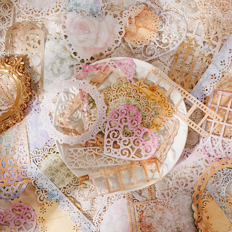 50-Sheets-Retro-Lace-Aesthetics-Craft-Paper-DIY-Scrapbooking-Decor-Junk ...
