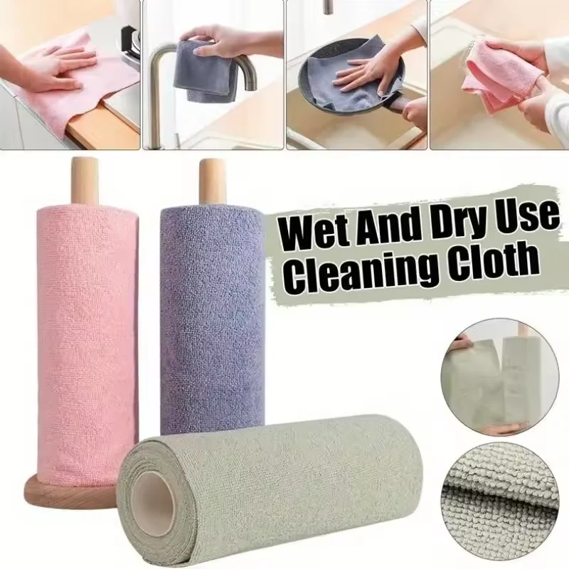 Reusable Cleaning Wipe Household Kitchen Cloth Microfiber Towel Rolls ...