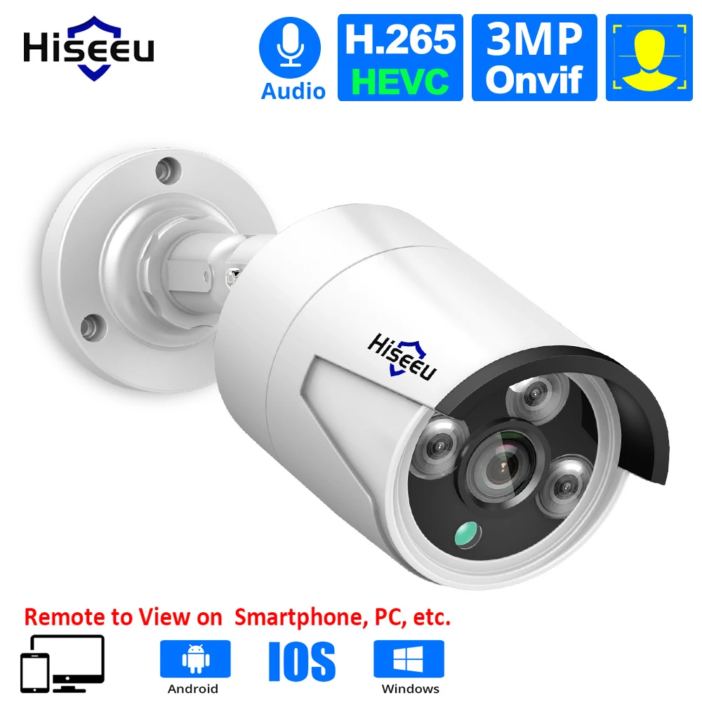 Hiseeu POE 보안 카메라, CCTV IP 감시, 야간 투시경, 모션 감지, 원격 액세스, IP66 방수, 5MP ...