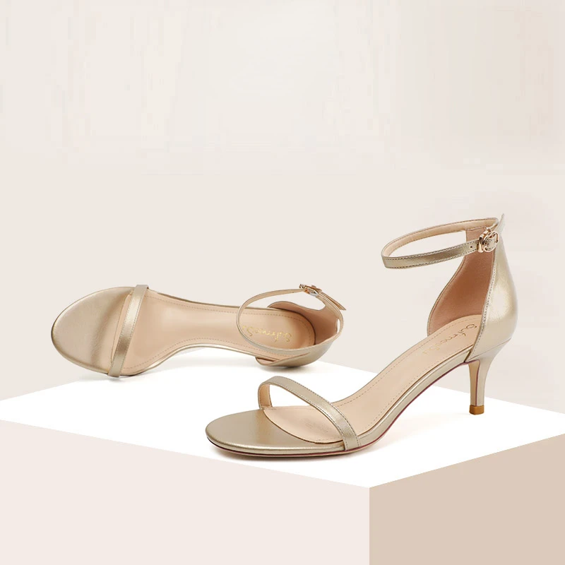 Sandalias de tacón alto con correa en el tobillo para mujer, zapatos de ...