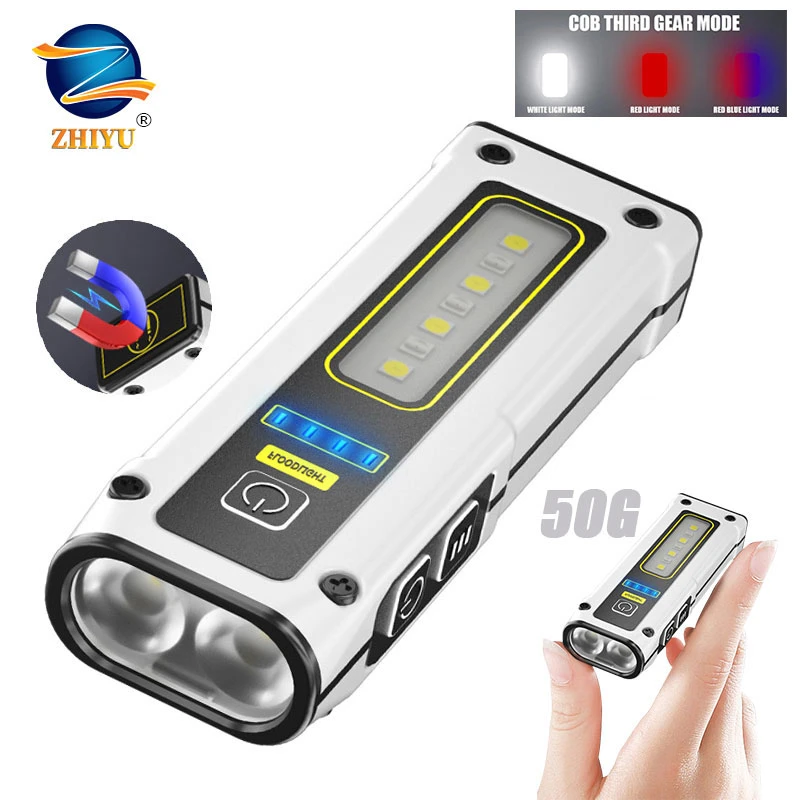 Multifunctional Mini COB Flashlights Portable Rechargeable Strong ...