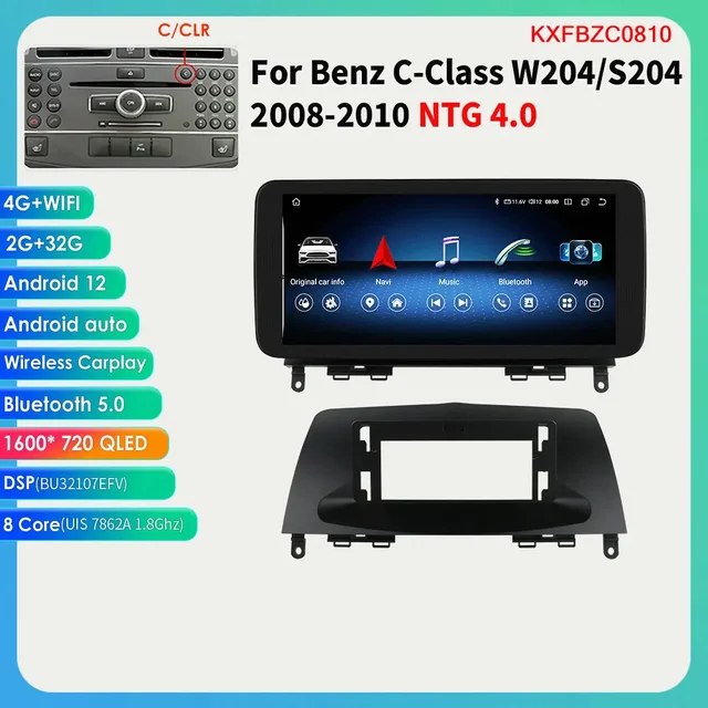 Carplay 4G 10.33" Car Radio Android for Mercedes Benz C-Class W204 S204 ...