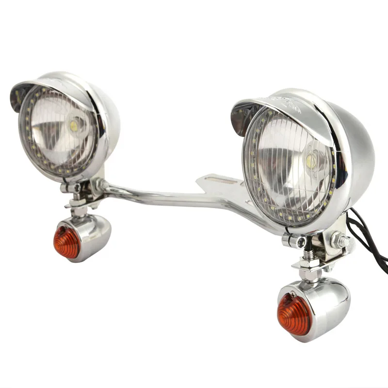 Chrome Motorcycle LED Passing Spot Signals Light Bar For Honda Shadow ...
