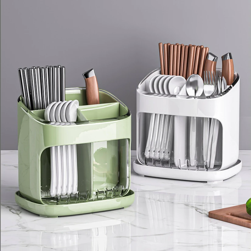 Kitchen-knife-and-fork-tube-household-drain-transparent-storage-rack ...