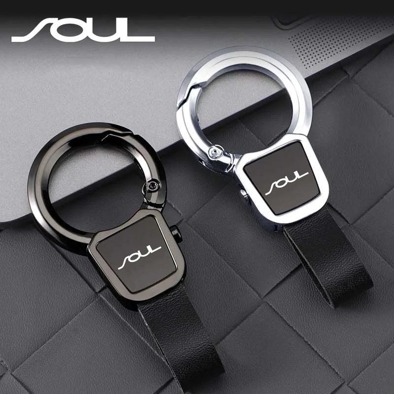 Leather Metal Car Keychains Key Ring Pendant For KIA Soul Emblem K7 KX3 ...