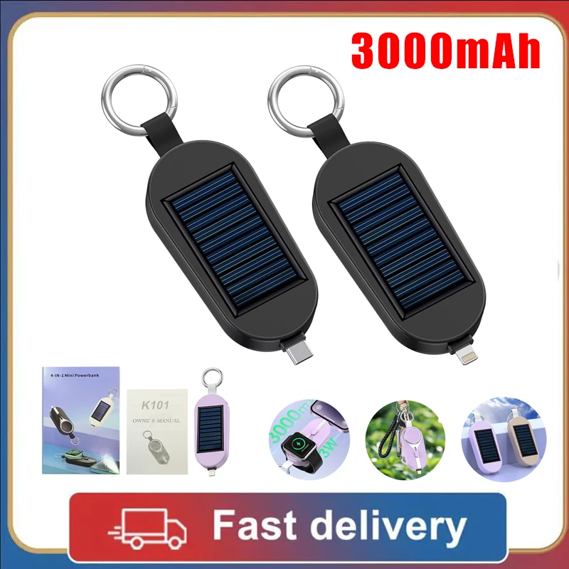 New-3000mAh-Solar-Power-Bank-Fast-Charging-Type-C-For-IPhone-Wireless ...
