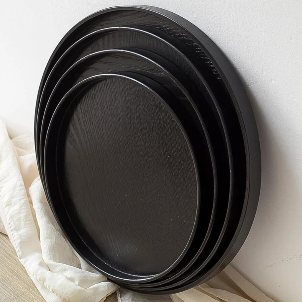 Round Wooden Plate Food Serving Tray Fruit Breakfast Dish Plate Hotel ...