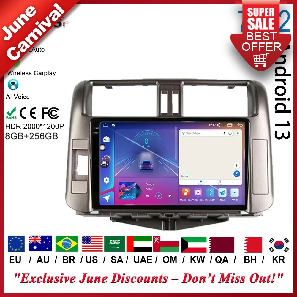 Android-13-FOR-Toyota-Land-Cruiser-Prado-150-2009-2013-Car-Radio-Auto ...