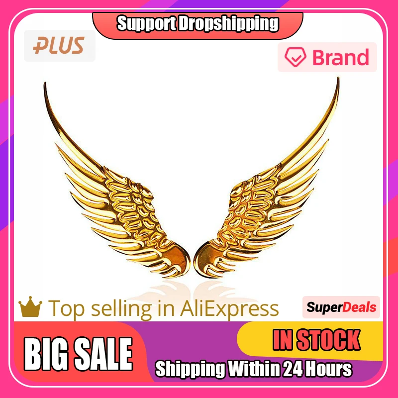 3D Metal Angel Wing Car Stickers Angel Hawk Wings Emblem Badge Decal ...