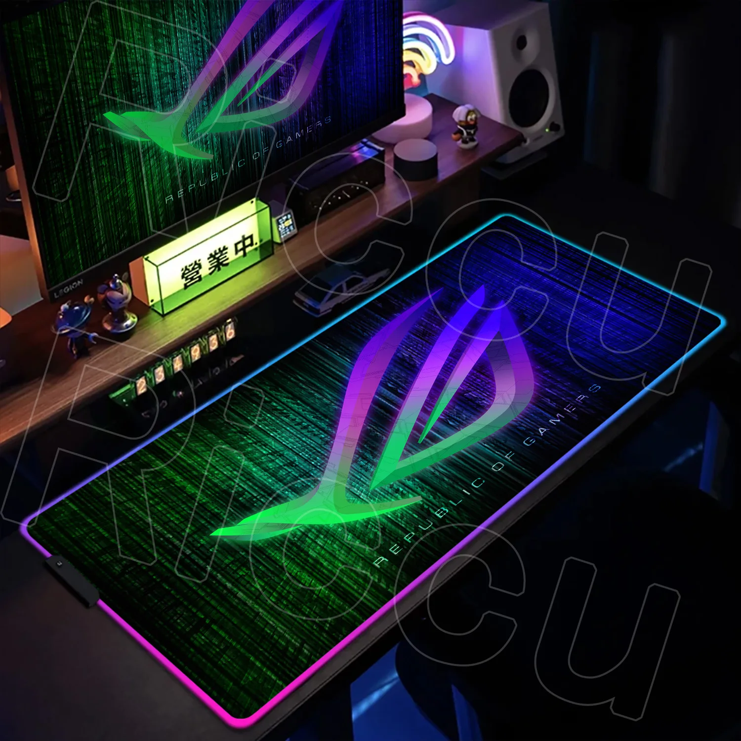 New RGB Mouse Pad Asus Rog Gamer Colorful Lumines Mause Mats Anime XXL ...