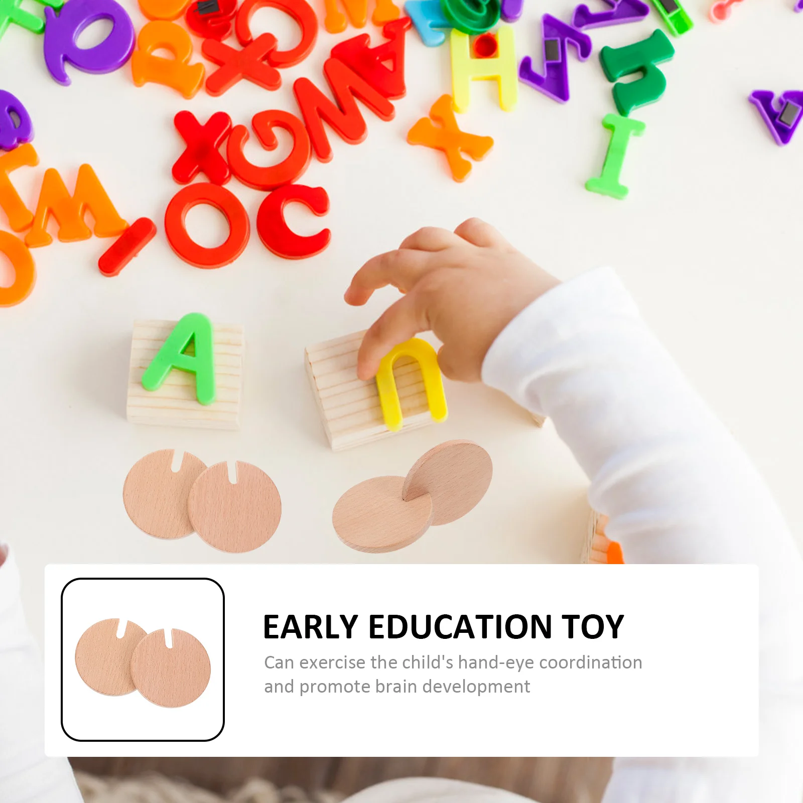 Interlocking Wooden Ring Toy Montessori Toys Playset Preschool Training ...