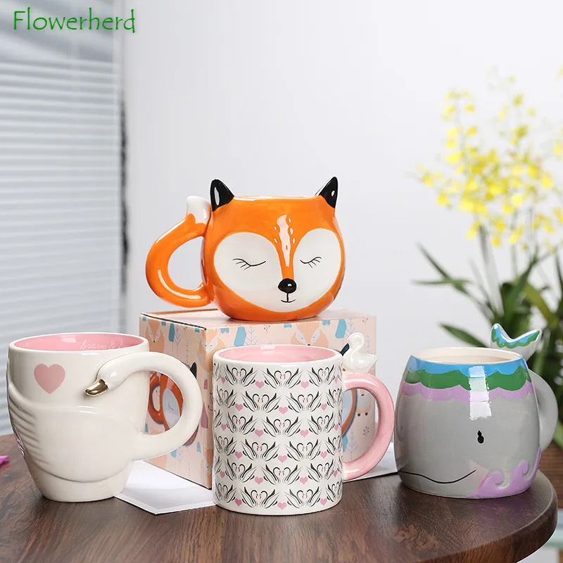 Fox-Whale-Swan-Pattern-Ceramic-Coffee-Cup-with-Handle-Creative-Animal ...