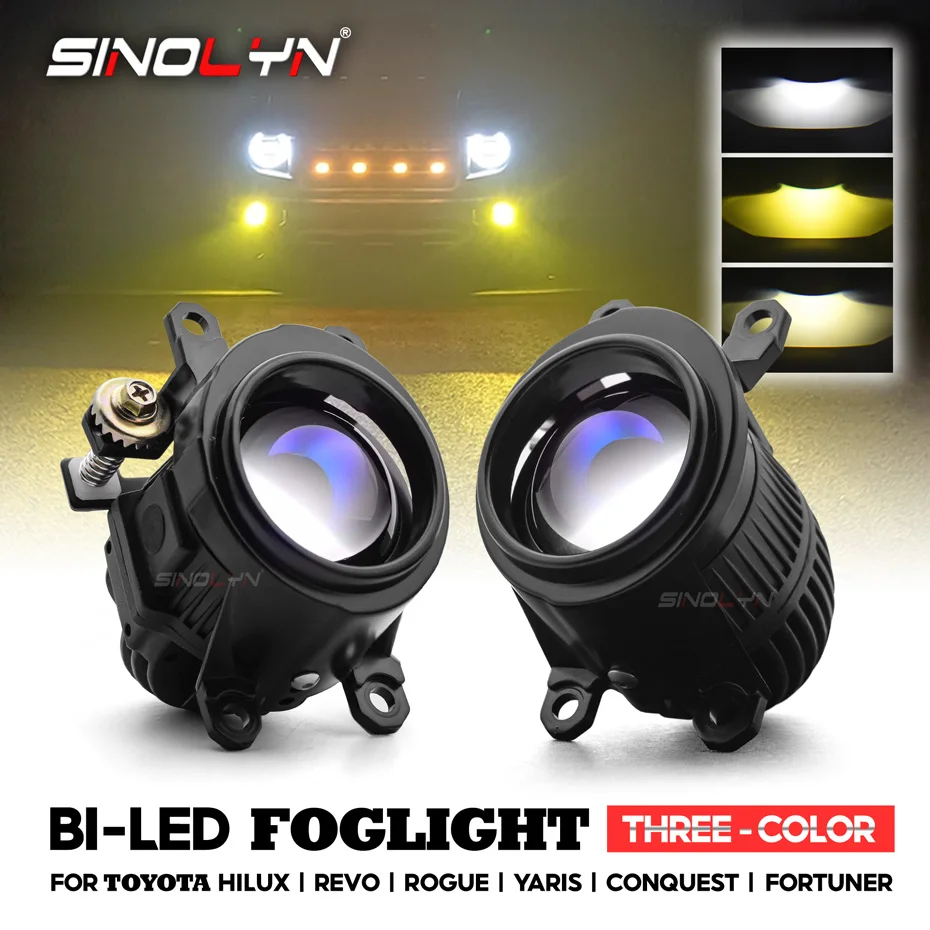2 Inch Tricolor Blue Bi LED Fog Lights For Toyota Yaris/Hilux/Corolla ...
