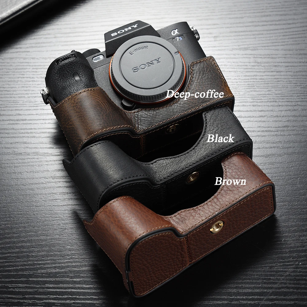 Handmade Leather Camera Case Bag Genuin Leather Half Body Cover For ...