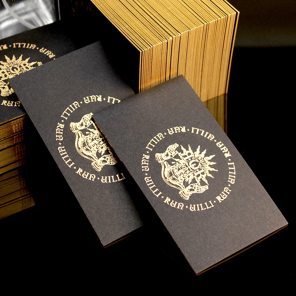 Custom-Embossed-LOGO-Business-Card-Printed-with-QR-Code-Gold-Foiled ...